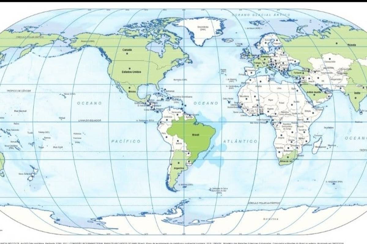 IBGE vende mapa com Brasil no centro do mundo. Saiba como comprá-lo