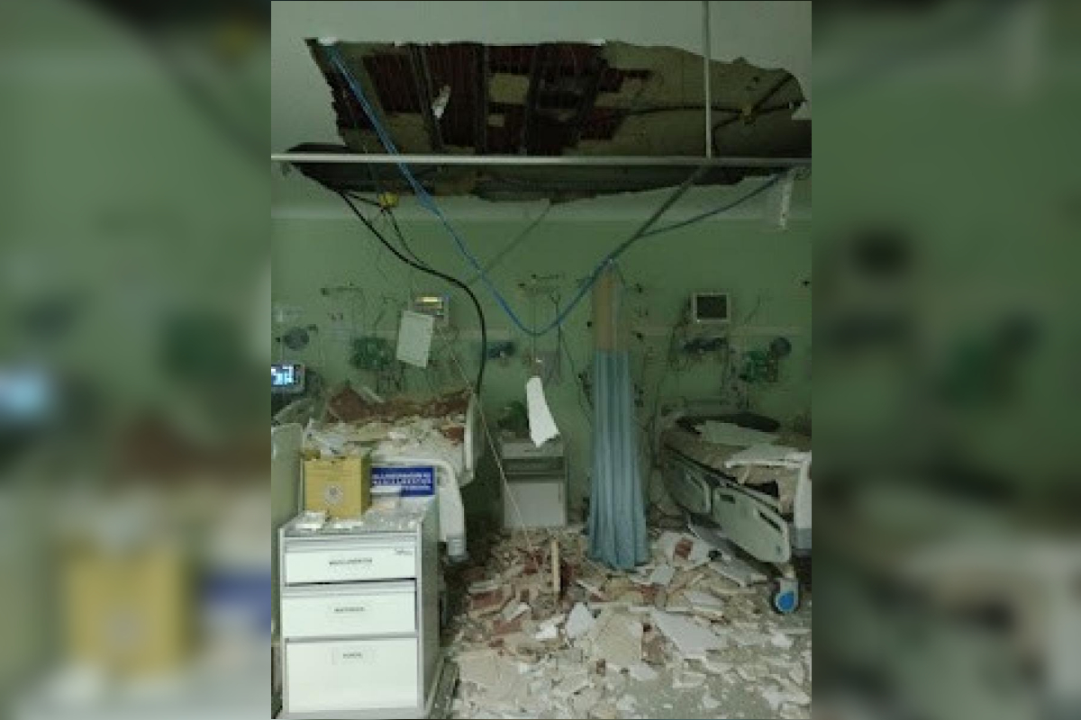 Teto de UTI desaba e atinge bebê de 1 ano e meio em hospital
