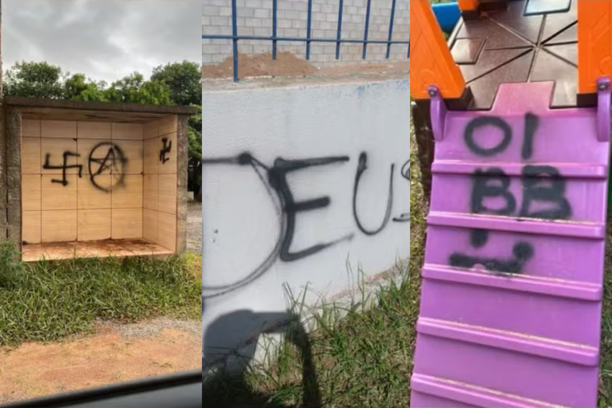 Polícia investiga pichação de símbolo nazista feito em creche de SC